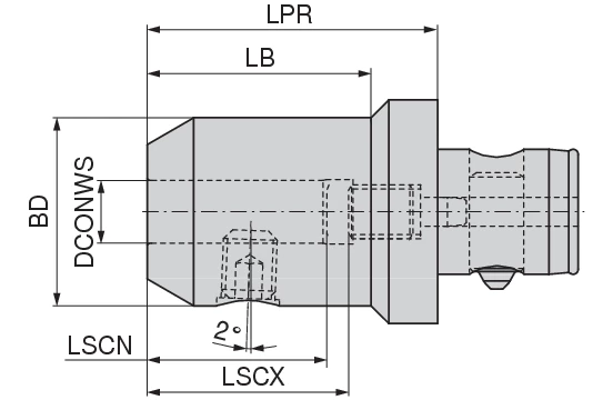 Cylindrical shank adapter (Whistle Notch) with ABS connection | CERATIZIT